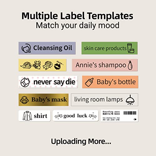 Makeid Label Maker Machine with 3 Tapes (White+ Green+ Transparent) 3/5 inch or 16mm USB Rechargeable Thermal Label Printer for Android iOS Cute Fonts Emoji Stickers Fast and Easy, Green