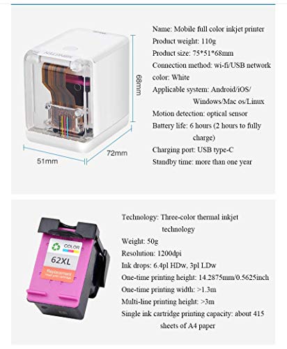 mini handheld color printer (m-brush) wireless bluetooth portable printer the world's smallest mobile color printer with standard ink cartridge