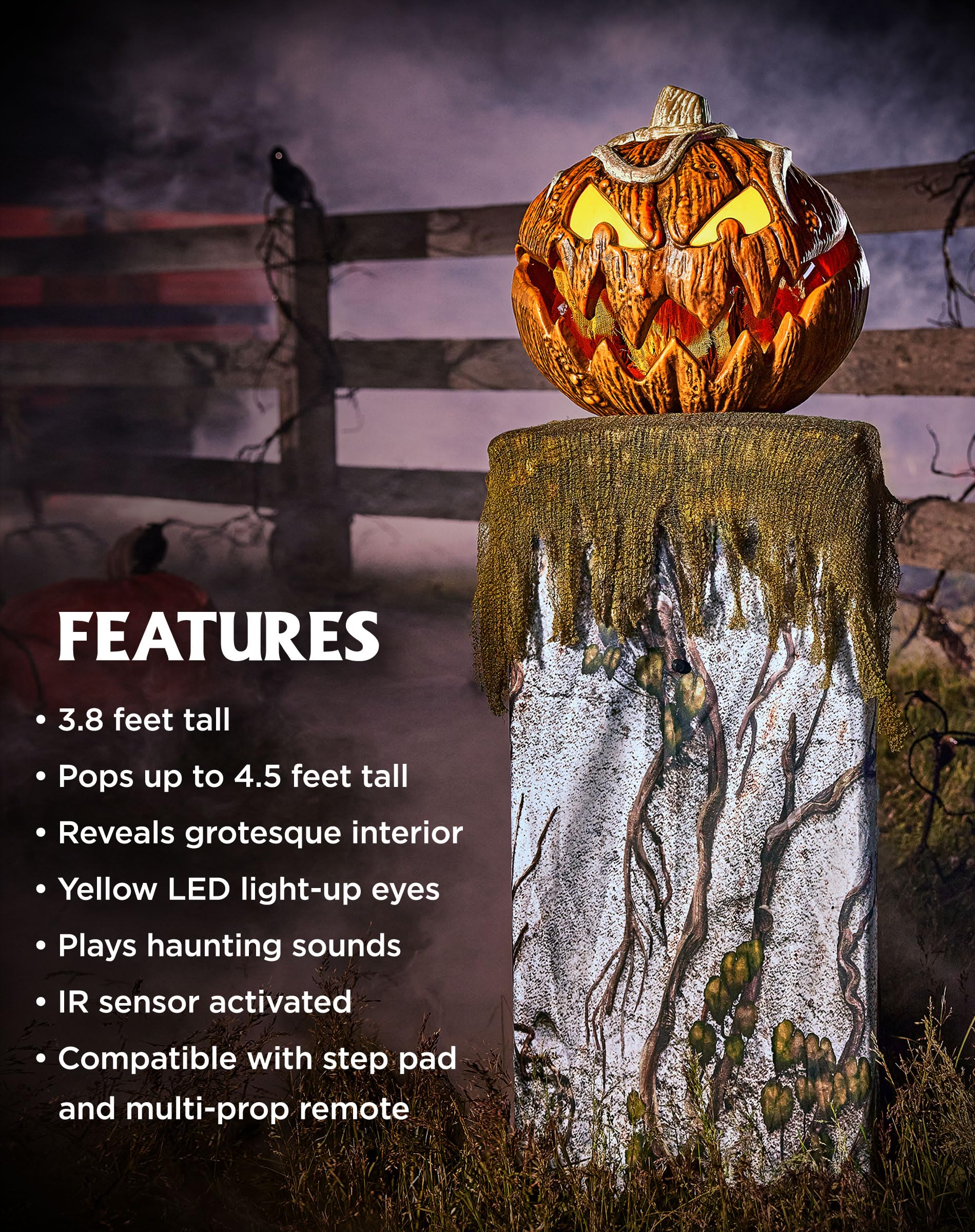 Spirit Halloween 3.8 Ft Gourdo Animatronic | Decorations | Animated | Halloween Decor | Plays Sounds