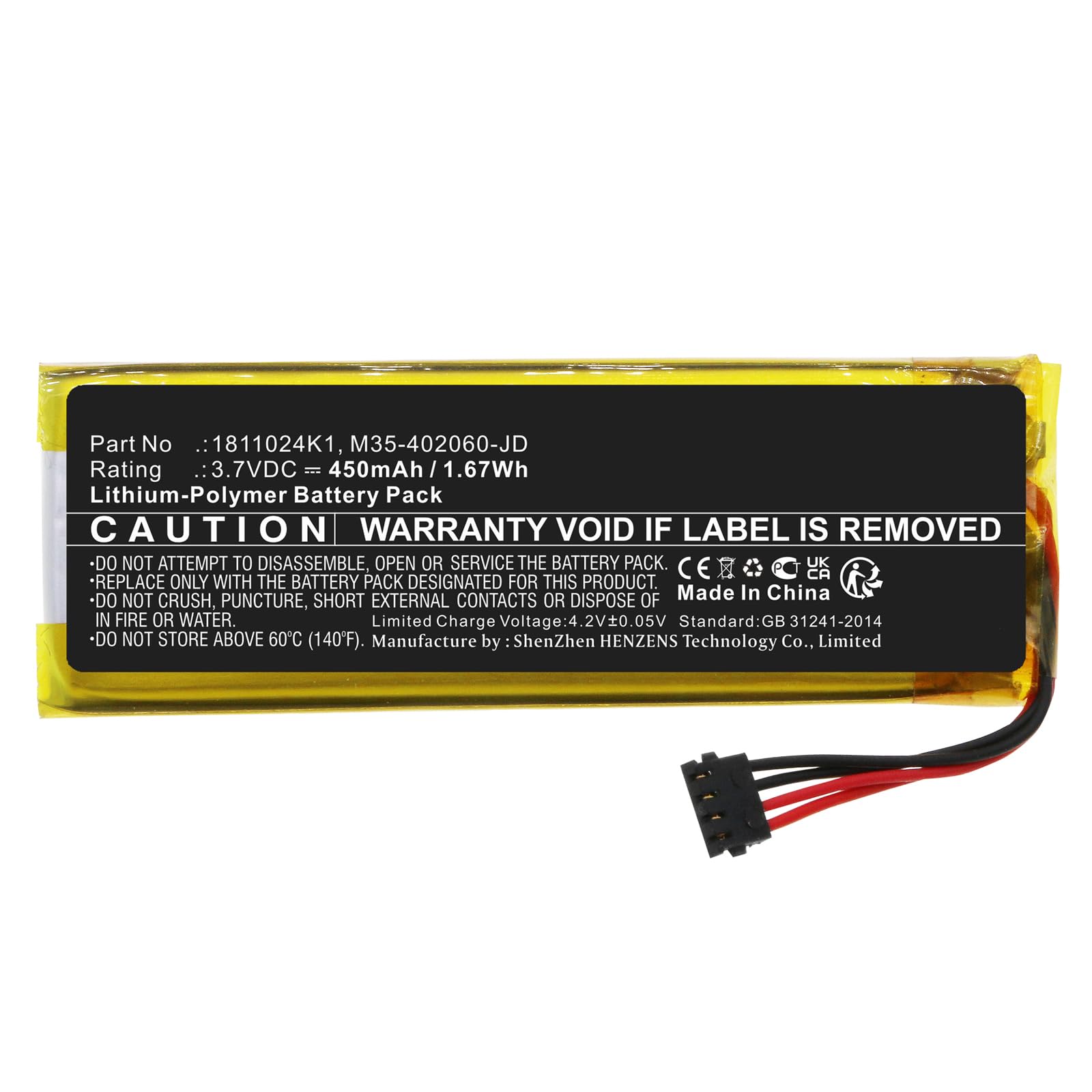 Synergy Digital Credit Card Reader Battery, Compatible with Ingenico 1811024K1 Credit Card Reader Battery (Li-Pol, 3.7V, 450mAh)