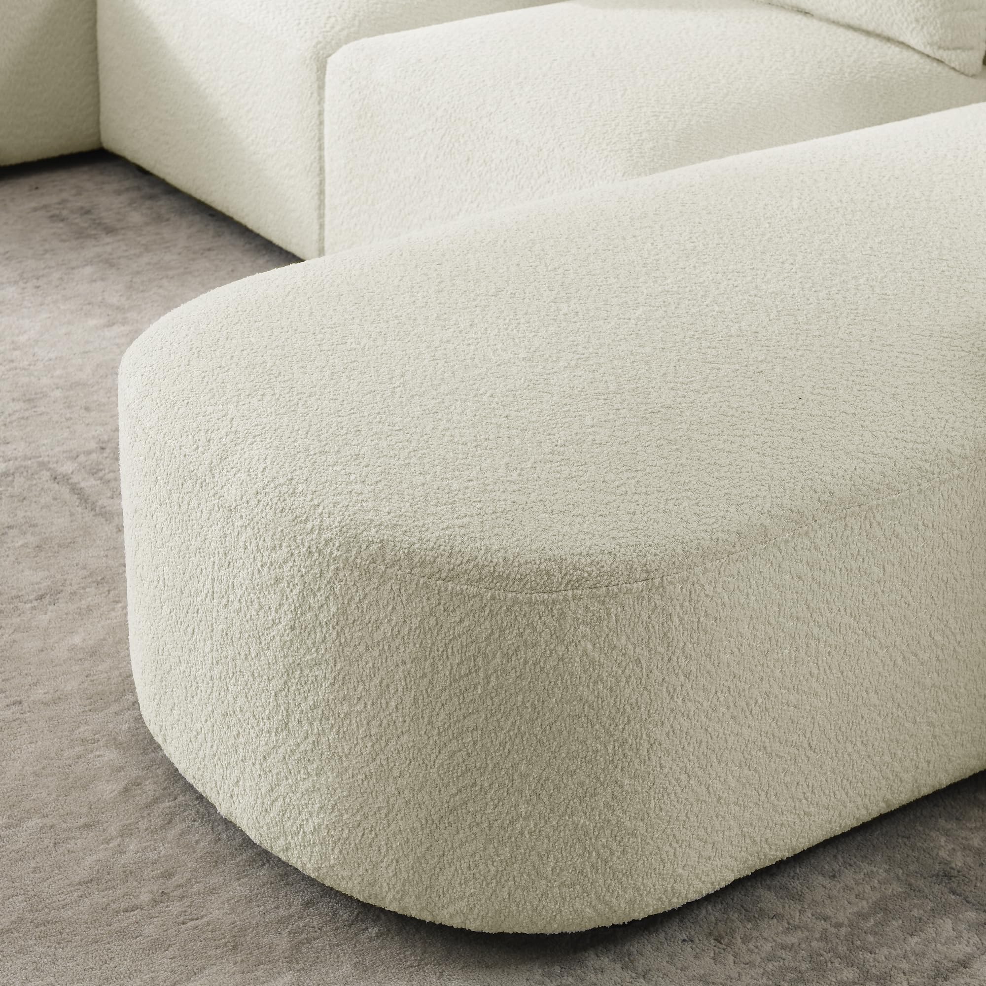 Quarte U Shape Sectional Sofa,Modular Sofa with Two Single Seat, Two Chaises,DIY Combination, Loop Yarn Fabric (Beige/5 Seat)