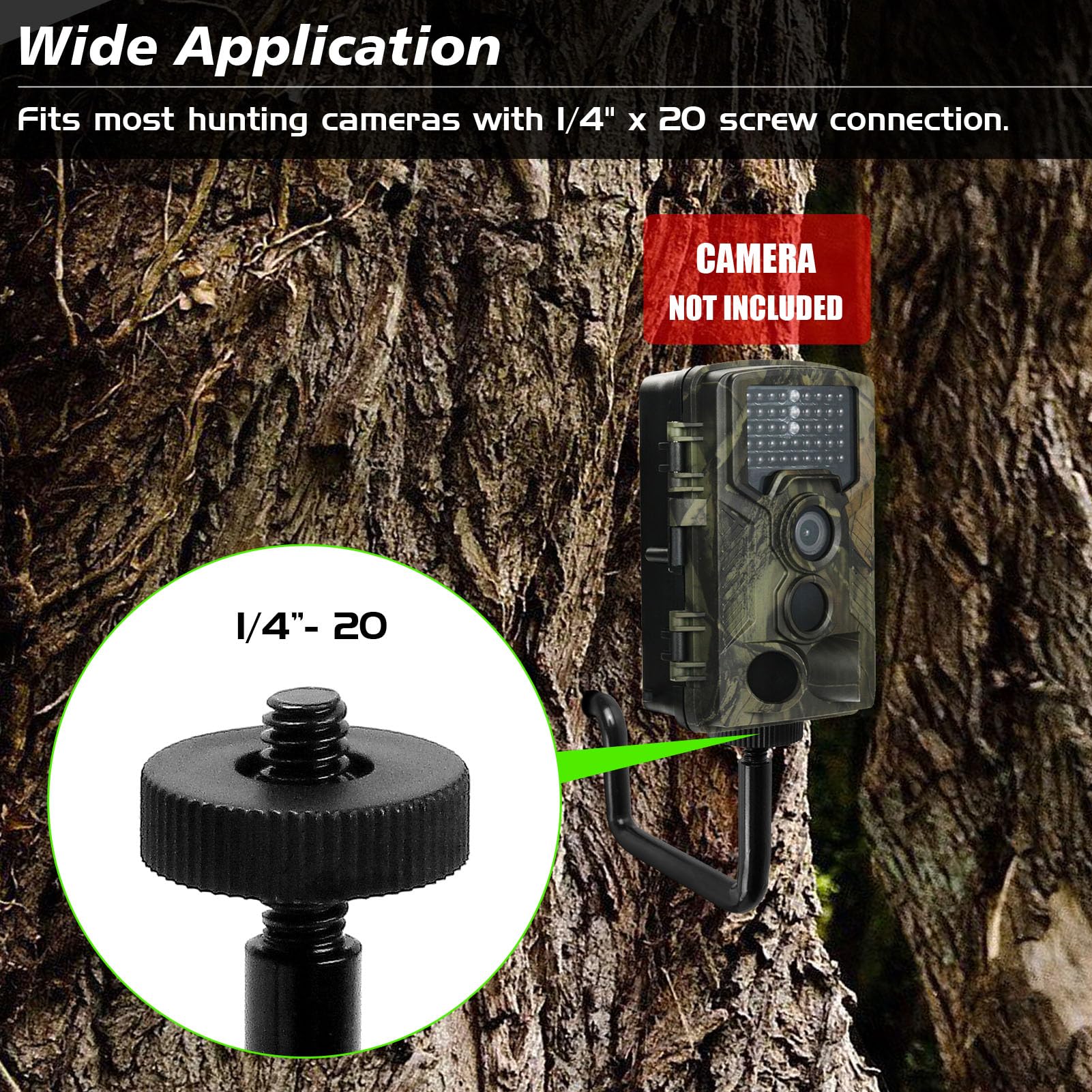 Foricx Trail Camera Mount, Trail Camera Holder, Hunting Accessory, 3 Pack Tracking Camera Bracket, Tree 1/4" x 20 Screw Mounting Brackets for Reliable Camera Placement,Trailcam Holder for Hunting