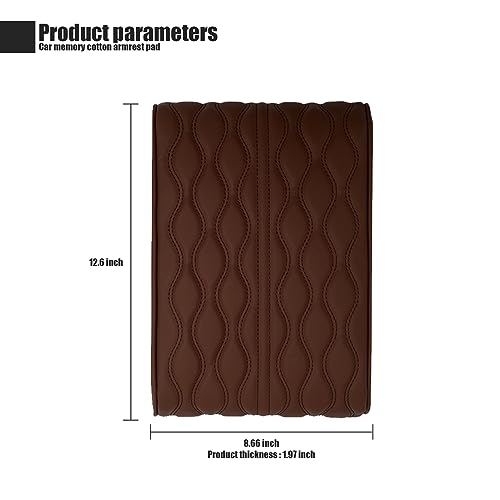 Dewkou 1 Pack Auto Center Console Pad, Memory Foam Car Leather Arm Rest Covering, Universal Waterproof Armrest Box Booster Pad, Anti-Scratch Cover for Car Armrest Box, for Most Vehicle (Coffee)