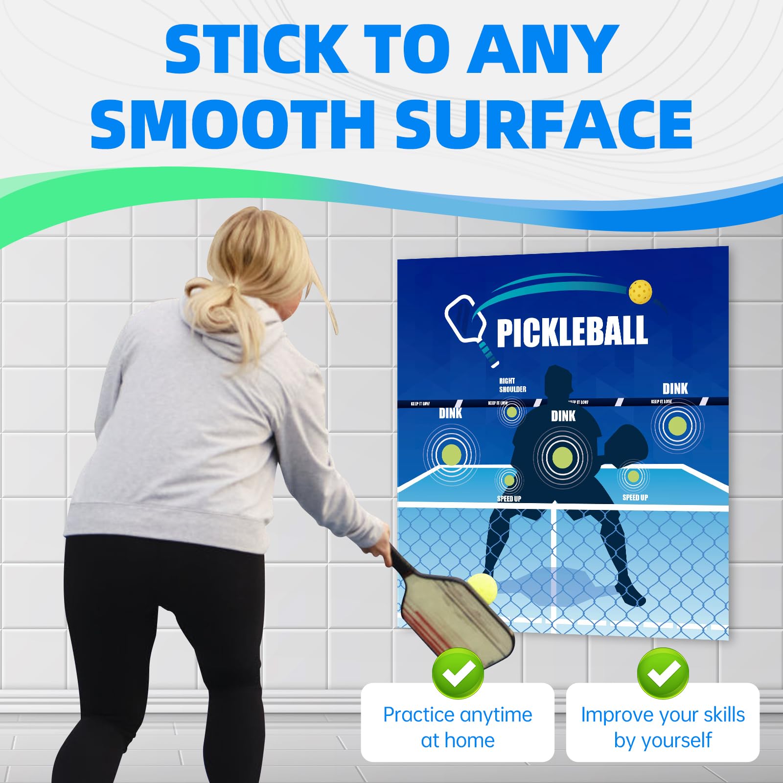 Dink Master Pickleball Practice Board-Wall Pickleball Rebounder Training Aid-Quickly Practice Your Forehand,Dink Shot and Volley and Improve Your Pickleball Game-2.7ft*2.4ft