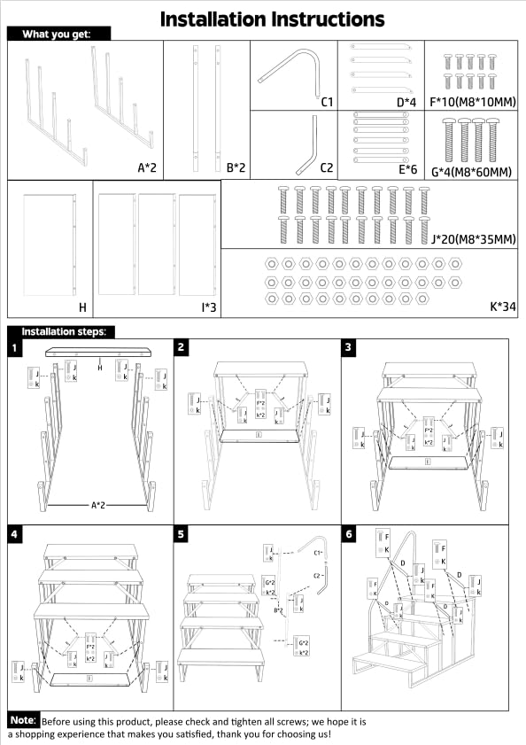 Swimming Pool Ladder above Ground, RV Steps with Handrail, Heavy Duty Pool Step Hot Tub Steps, 660 lbs Weight Capacity Camper Step Stool Mobile Home Stair for Getting High (4 STEP, 2 HANDRAIL)
