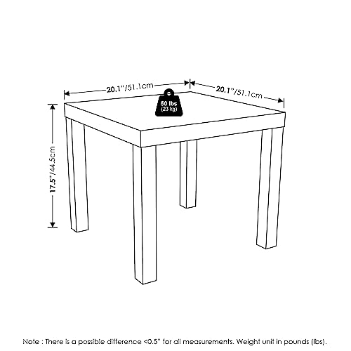 Furinno Classic Homey Square Parsons Side End Table, Set of 2, Black