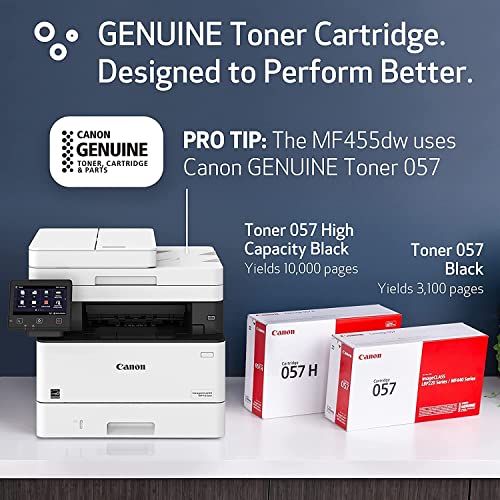 Canon imageCLASS MF455dw Wireless Monochrome All-in-One Laser Printer, Print&Copy&Scan&Fax, Duplex Printing, 40ppm, 600 x 600 dpi, 5" Color Touchscreen Display, Bundle with Lanbertent Printer Cable
