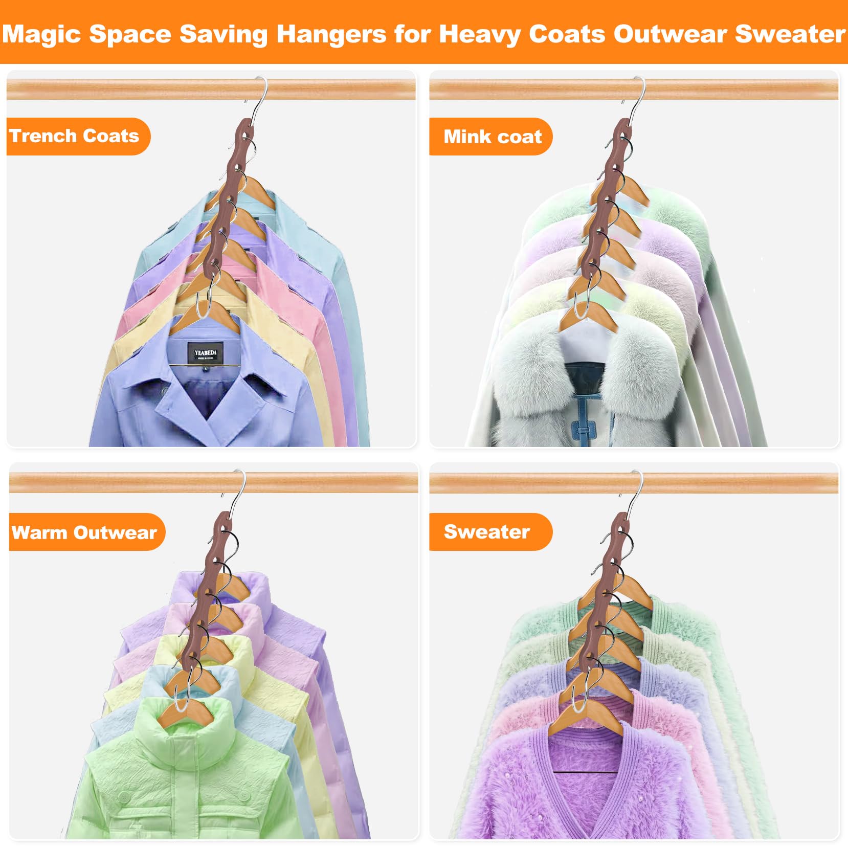 HEYHOUSE Closet Organizers and Storage,College Dorm Room Essentials,Multifunctional Closet Organizer Magic Space Saving Hangers for Wardrobe