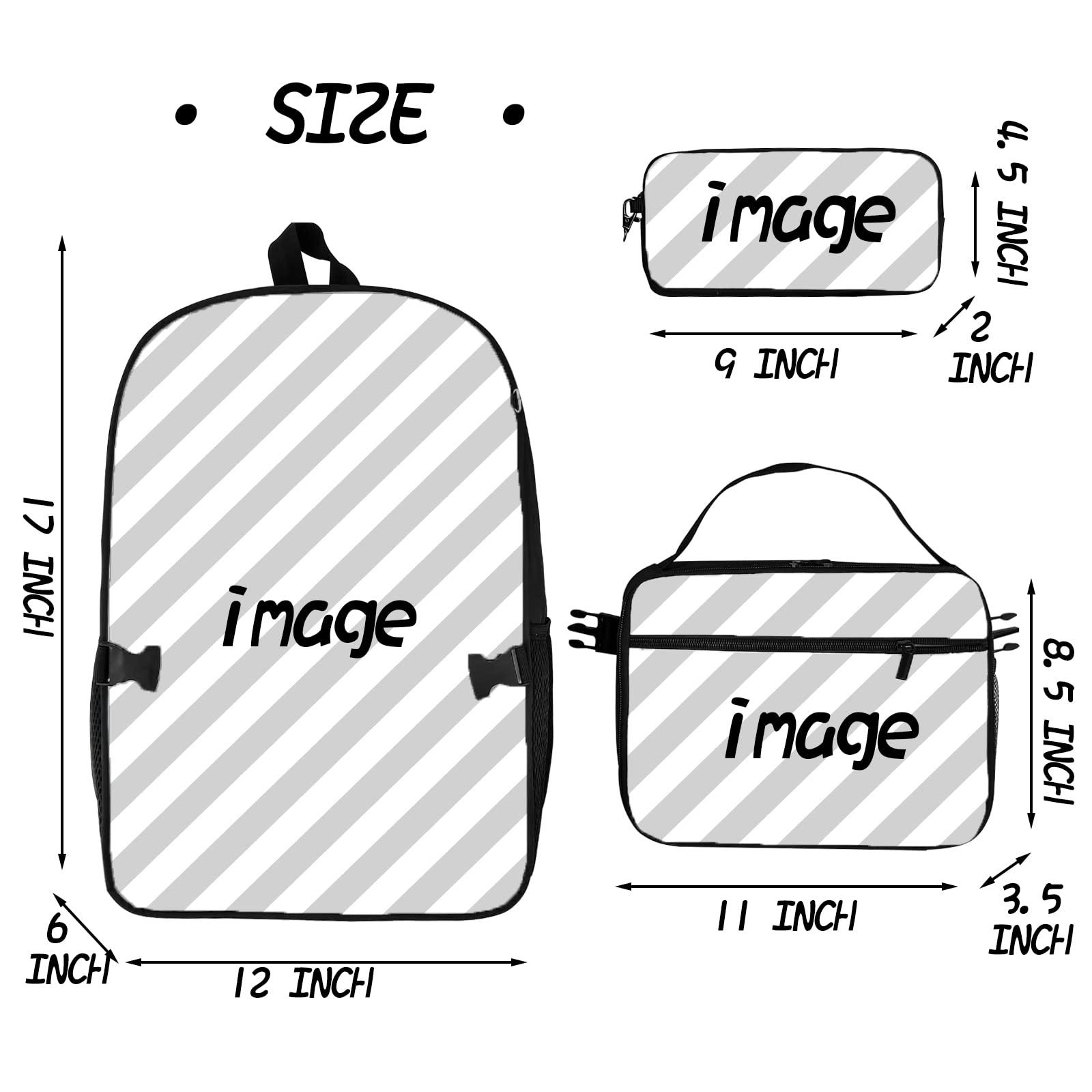 Qxohuow Anime Game Backpacks Schoolbag Set with Lunch Box and Pencilcase for Boys Girls 17 inches 3#