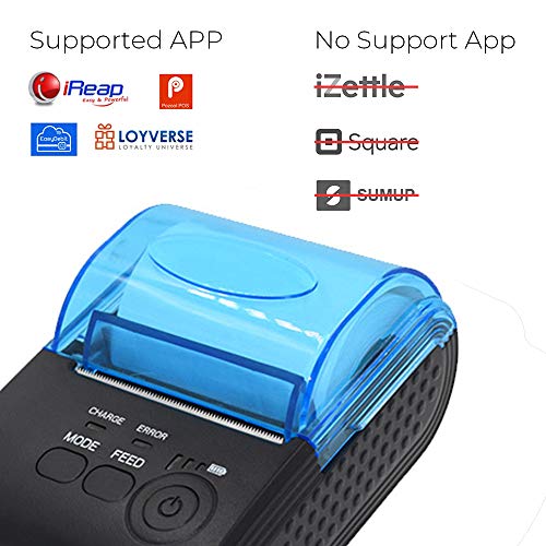 MUNBYN 58mm Bluetooth Receipt Printer, Mobile Wireless Receipt Printer Large Paper Warehouse BT 4.0 Thermal Printer, Portable 58mm Personal Bill POS Receipt Printer, for Android Windows, Do not Square