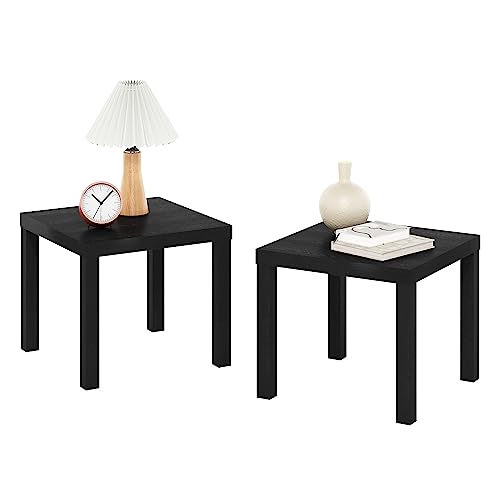 Furinno Classic Homey Square Parsons Side End Table, Set of 2, Black