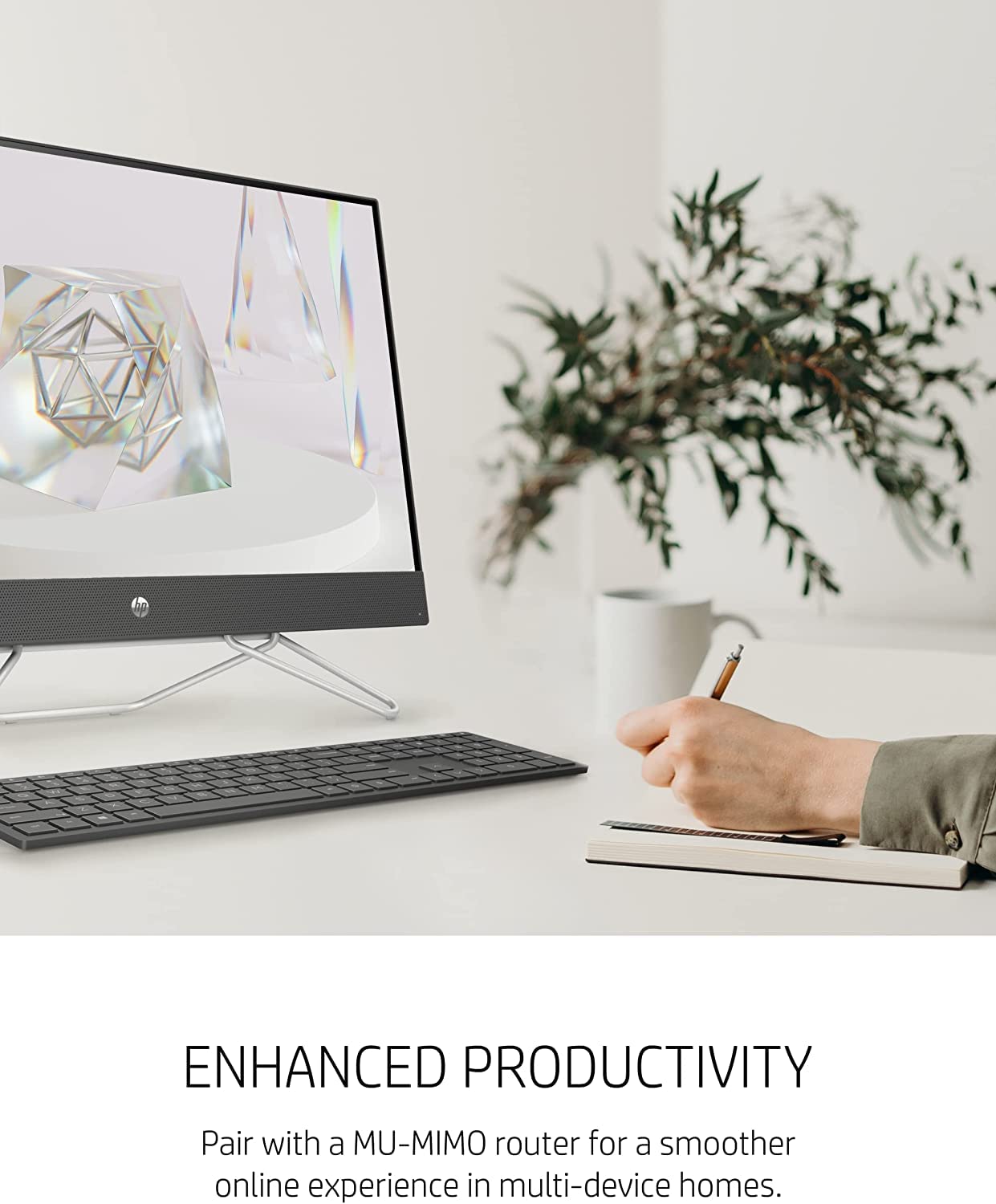 HP 27" FHD All-in-One Desktop, Intel Core i7-1255U Processor, 64GB RAM 2TB SSD, WiFi, Bluetooth, Webcam, Wireless Keyboard & Mouse, Windows 11 Pro, Black