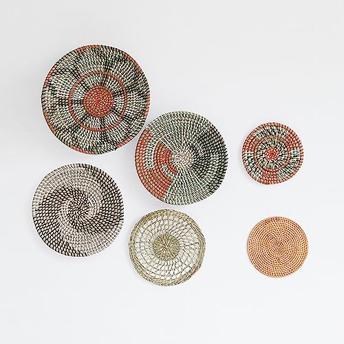 EFLAL Woven Wall Basket Decoration, Woven Basket Rattan Wall Decoration, Bohemian Style Wall Basket for Wall Decoration, Round Natural Handmade sea Grass Woven Basket