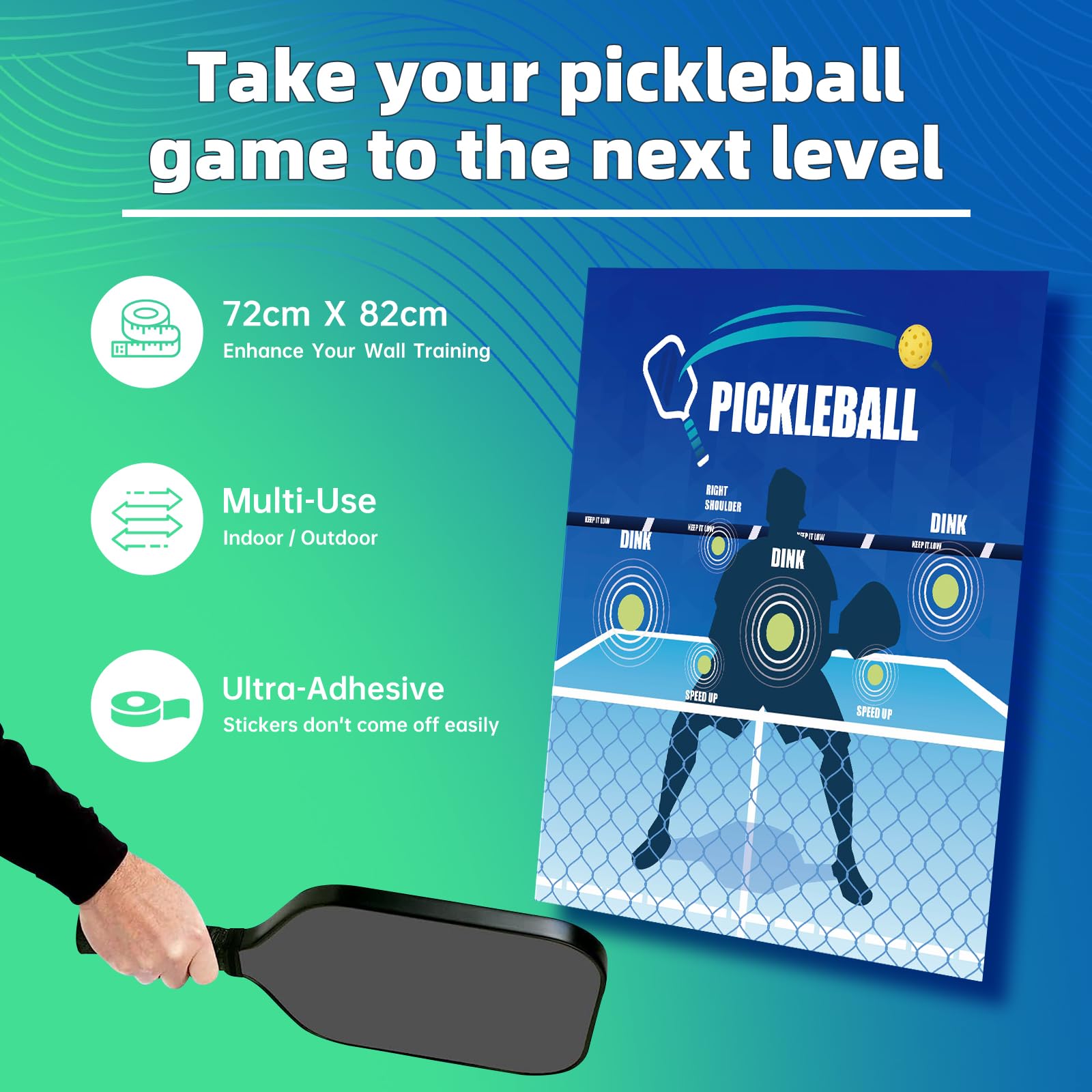 Dink Master Pickleball Practice Board-Wall Pickleball Rebounder Training Aid-Quickly Practice Your Forehand,Dink Shot and Volley and Improve Your Pickleball Game-2.7ft*2.4ft