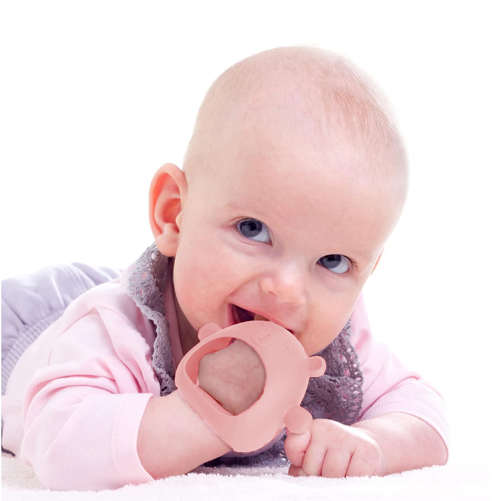 Farowu Silicone Teething Toys for Babies 3-12 Months BPA-Free Baby Chew Toys Anti-Drop Baby Mitten Teether for Soothing Adorable Cute Silicone Baby Teether Toy