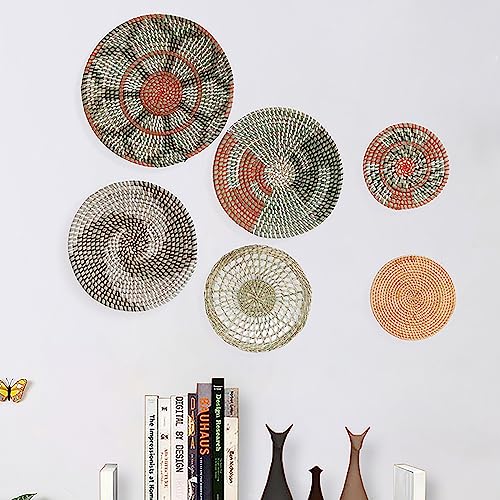 EFLAL Woven Wall Basket Decoration, Woven Basket Rattan Wall Decoration, Bohemian Style Wall Basket for Wall Decoration, Round Natural Handmade sea Grass Woven Basket