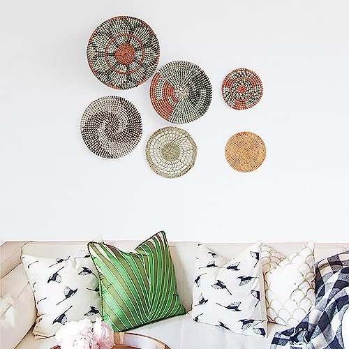 EFLAL Woven Wall Basket Decoration, Woven Basket Rattan Wall Decoration, Bohemian Style Wall Basket for Wall Decoration, Round Natural Handmade sea Grass Woven Basket