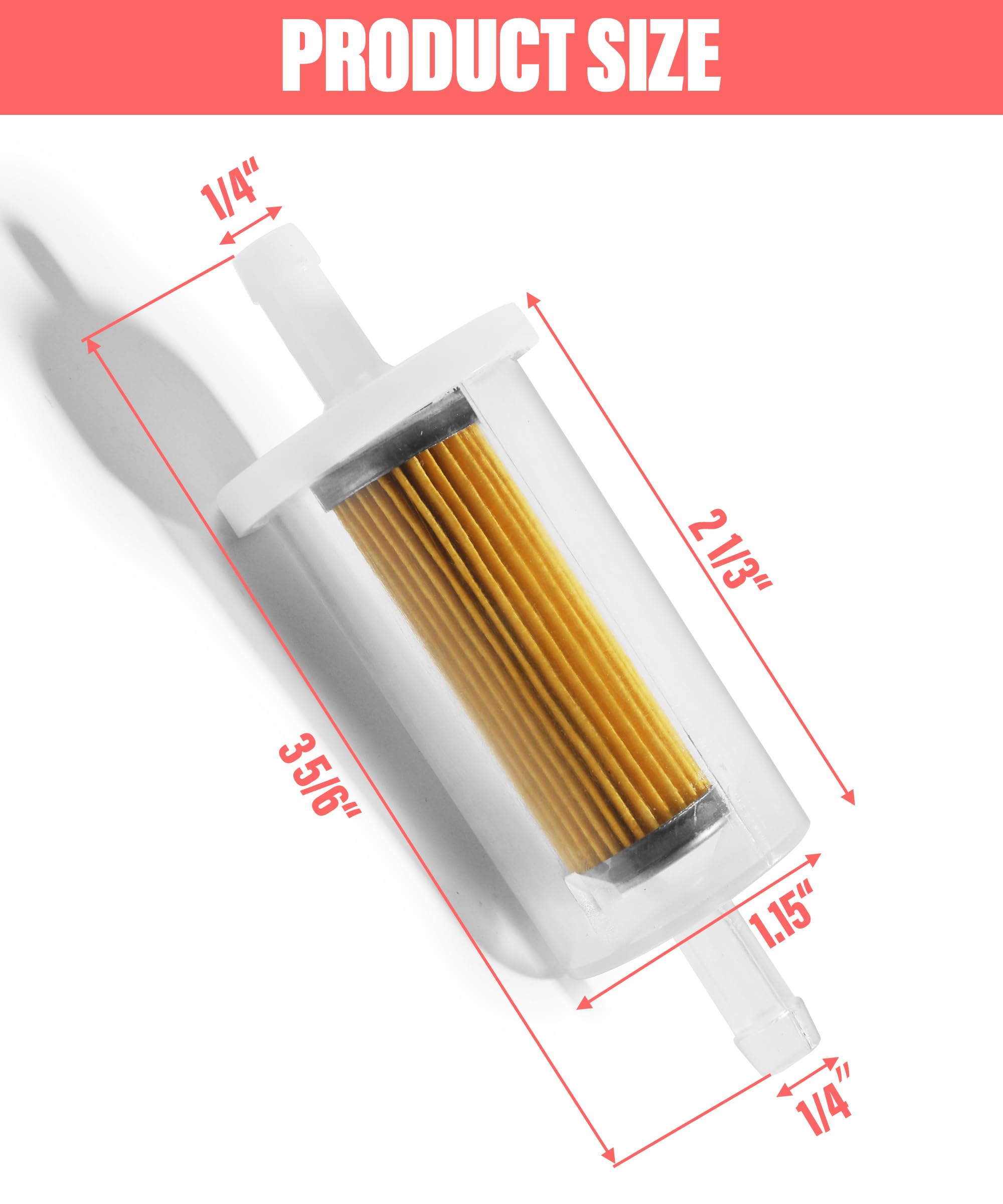 ESEWALAS 2PCS Fuel Filter for 1/4" Hose Lines,Inline Diesel Gasoline Fuel Filter,Universal High Flow Fuel Filters Replacement,Replace OEM 493629 695666 691035 5065 5065D 5065K