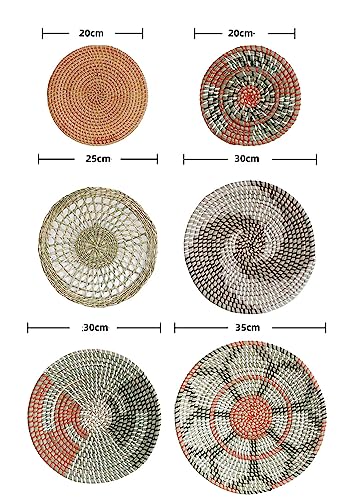 EFLAL Woven Wall Basket Decoration, Woven Basket Rattan Wall Decoration, Bohemian Style Wall Basket for Wall Decoration, Round Natural Handmade sea Grass Woven Basket