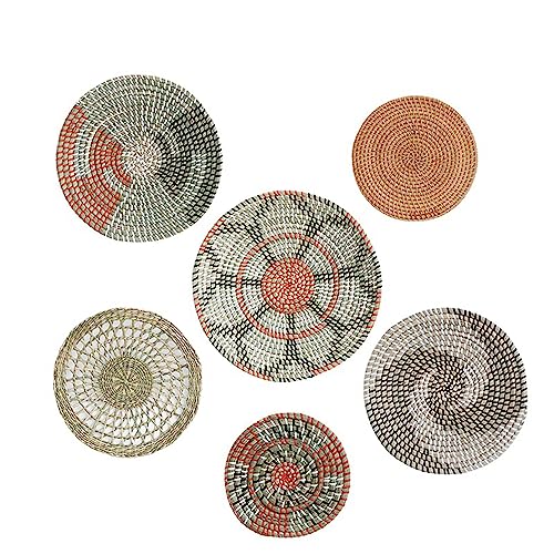 EFLAL Woven Wall Basket Decoration, Woven Basket Rattan Wall Decoration, Bohemian Style Wall Basket for Wall Decoration, Round Natural Handmade sea Grass Woven Basket