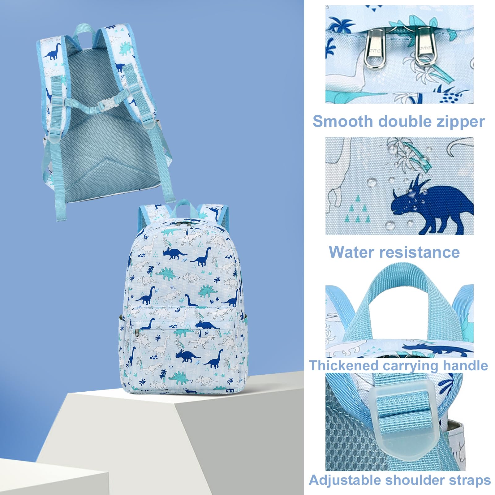 LOIDOU Kids Backpack Boys Preschool Kindergarten Elementary School Backpacks with Lunch Box Dinosaur Kids School Bags BookBag Set