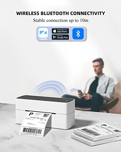 Bluetooth Label Printer with Thermal Round Pink Label - 2", 750 Sheets,1 Roll