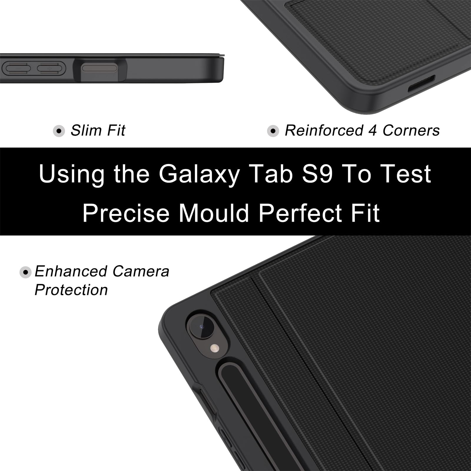Soke Case for Samsung Galaxy Tab S9 2023 [SM-X710/X716B/X718U]-Premium Shock Proof Stand Folio Case, Multi-Viewing Angles, Soft TPU Back Cover for Galaxy Tab S9 11 inch Tablet, Black