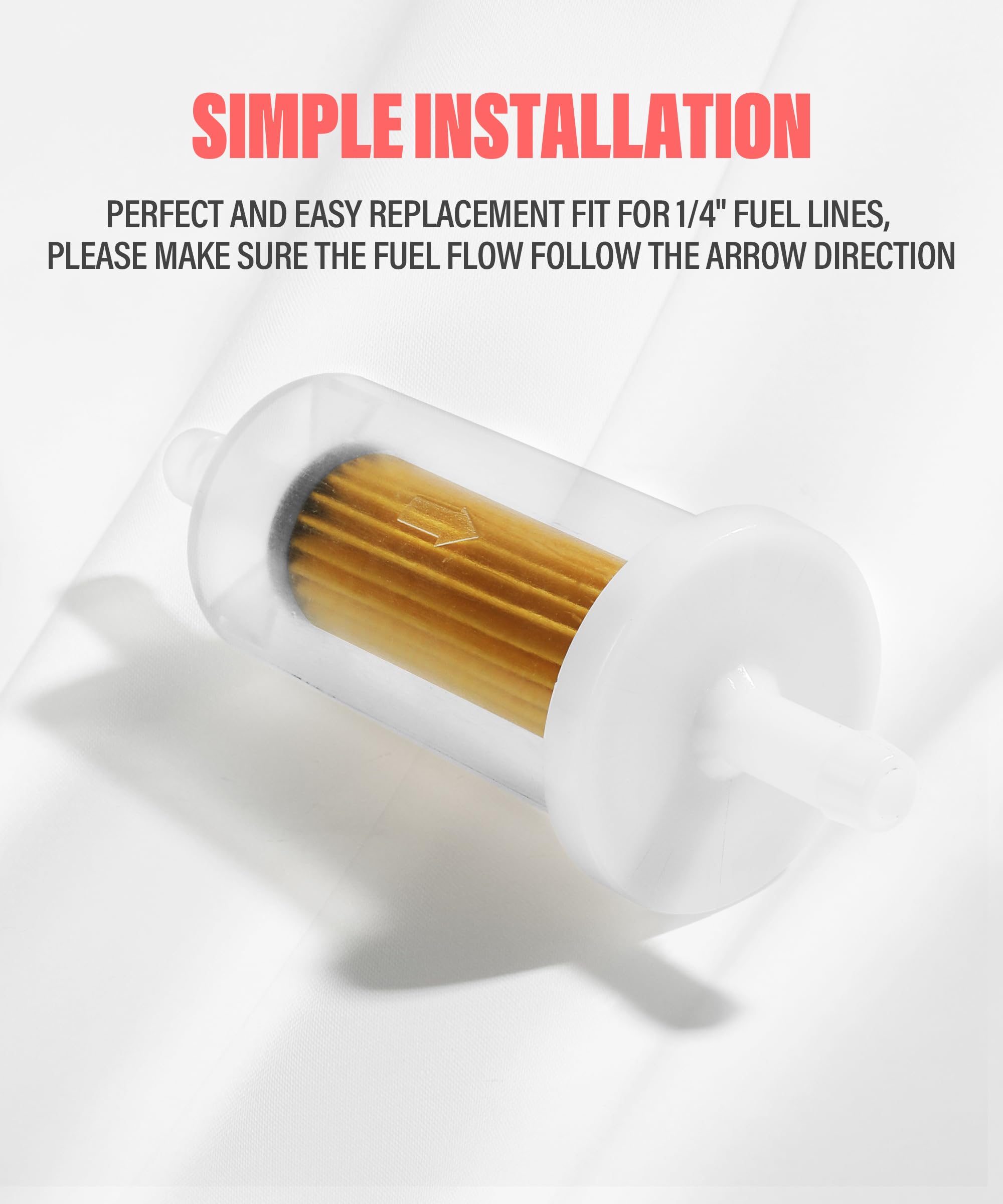 ESEWALAS 2PCS Fuel Filter for 1/4" Hose Lines,Inline Diesel Gasoline Fuel Filter,Universal High Flow Fuel Filters Replacement,Replace OEM 493629 695666 691035 5065 5065D 5065K