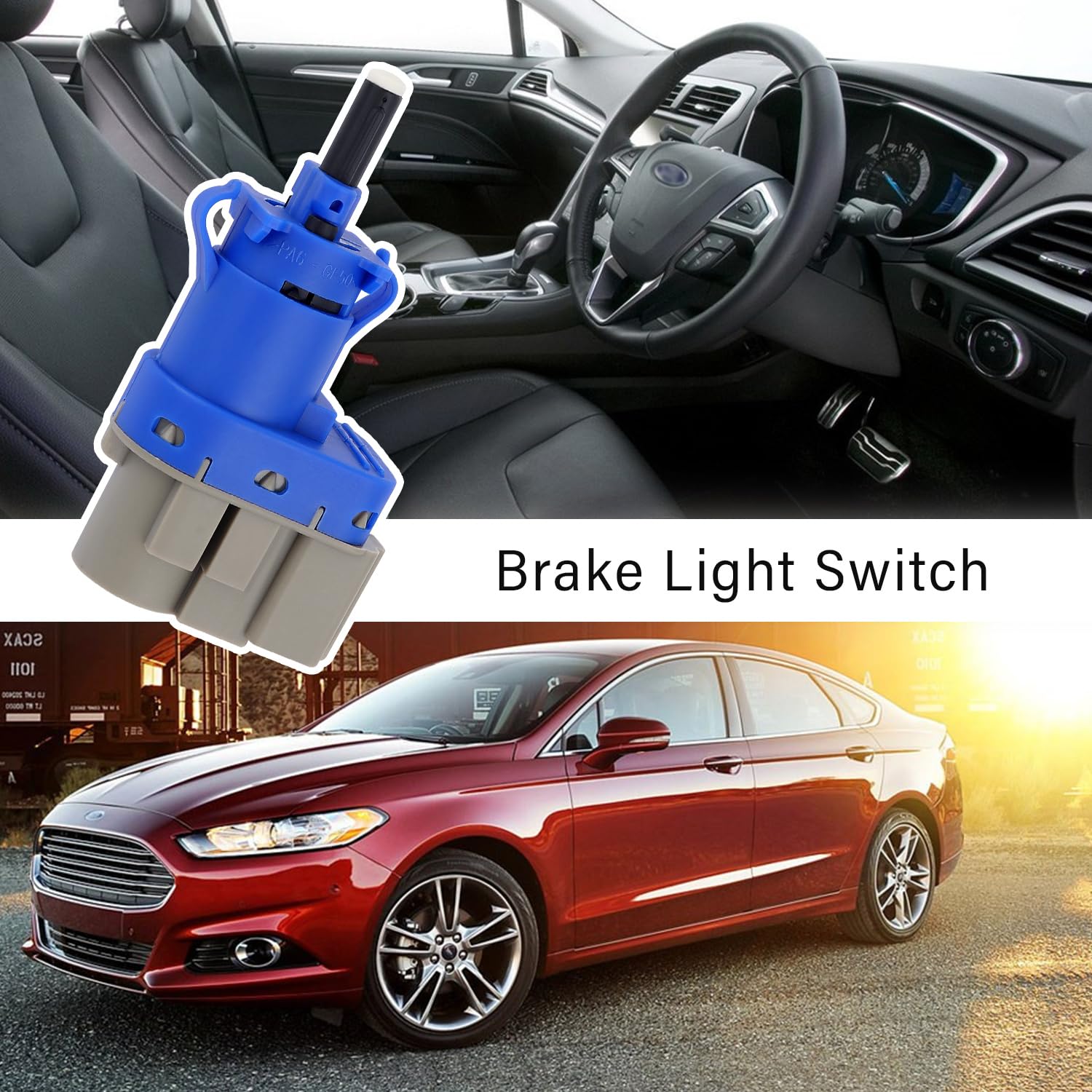 Brake Light Switch,Standard 4Pin Brake Pedal Switch Compatible with Ford F150/250/350,Explorer,Lincoln MKC,Mazda,Mercury,Car Accessories Stop Light Switch OEM#8T4T-9G854-AA,4838697
