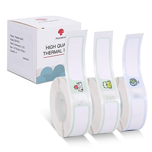Phomemo D30 Label Maker Machine with 1 White Tape 0.47" and 3 Tape 0.47" Stationery Pattern, Portable Bluetooth Label Printer, Small Smart Phone Handheld Sticker Mini Labeler