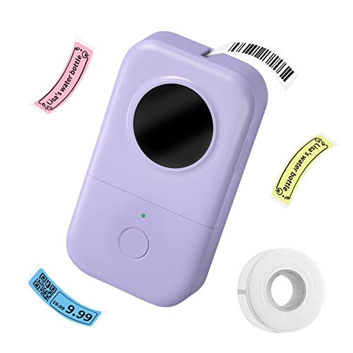 Phomemo D30 Label Maker Machine with 1 White Tape 0.47" and 3 Tape 0.47" Stationery Pattern, Portable Bluetooth Label Printer, Small Smart Phone Handheld Sticker Mini Labeler