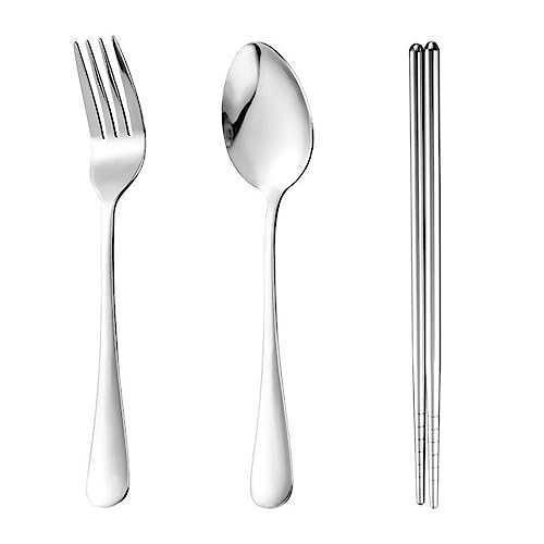 3pcs/set Cutlery Travel Portable Box Flatware Stainless Steel Spoons Forks Chopsticks Dinnerware Sets Kitchen Tableware