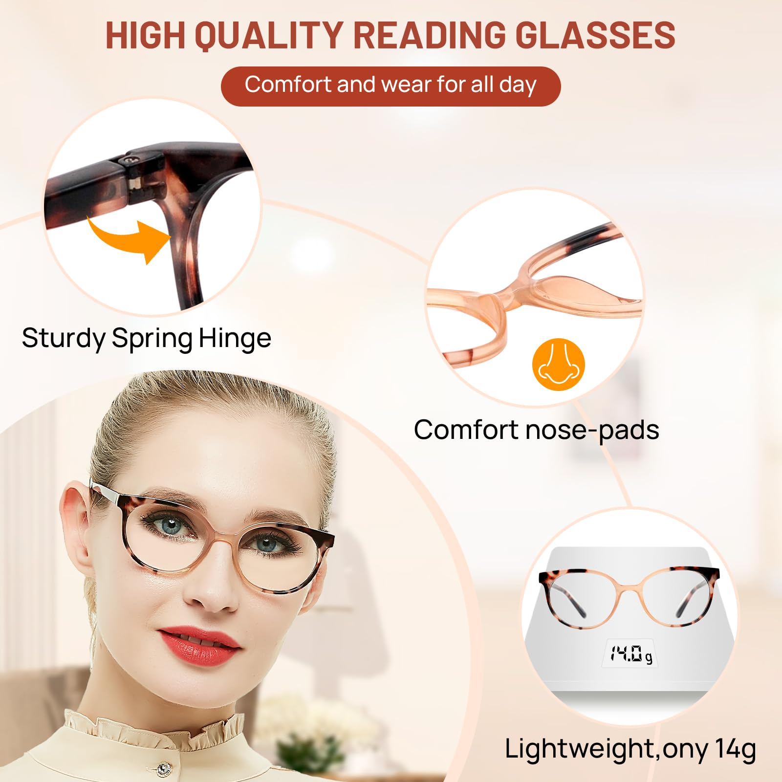 OCCI CHIARI Small Round Reading Glasses Women Stylish Readers for Petite Face(Brown 2.5x) 1.0 1.25 1.5 1.75 2.0 2.25 2.5 2.75 3.0 3.5 4.0 5.0 6.0