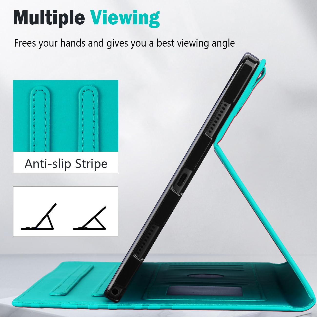 Kitzomi Case for Samsung Galaxy Tab A8 10.5 inch 2022,Premium PU Leather Embossed Mandara Folio Stand with Auto Wake/Sleep&Card Holder Cover for Tab A8 SM-X200/X205/X207 Tablet,Turquoise