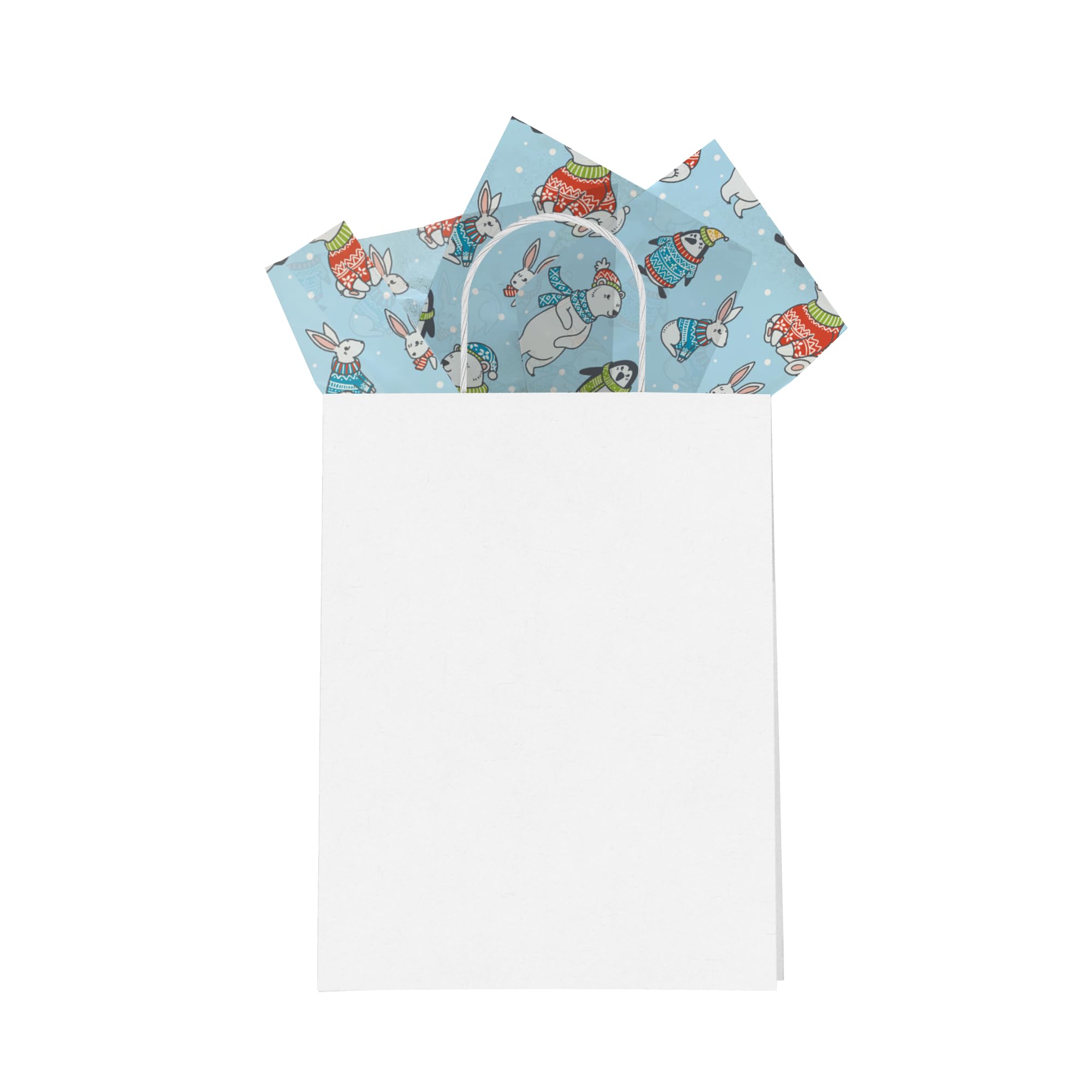 Winter Animals Printed Tissue Paper for Gift Bags or Boxes and Wrapping - Winter Holiday Bulk Decorative Art Tissue Paper for Packaging and Gifting | 24 Sheets 20" x 30"