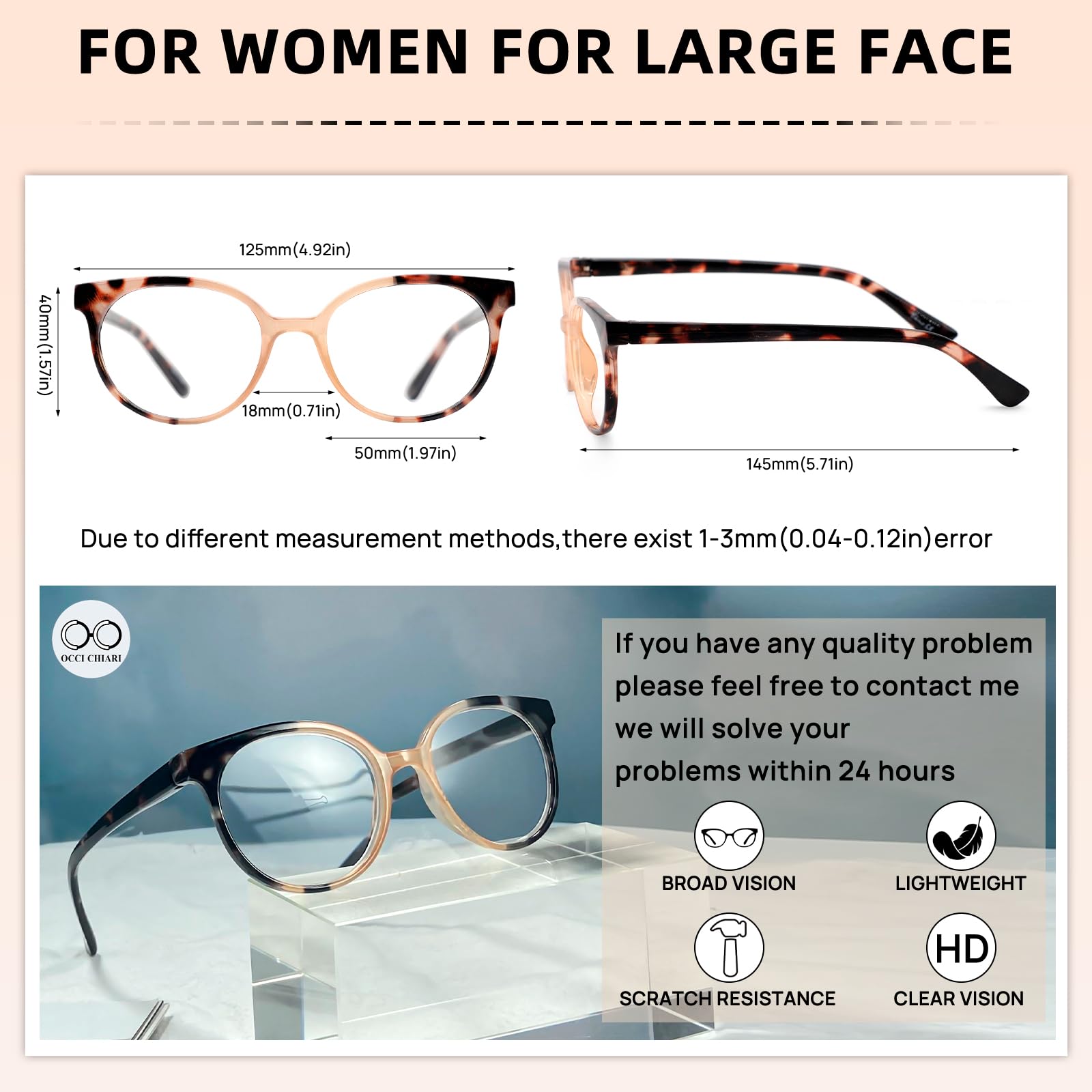 OCCI CHIARI Small Round Reading Glasses Women Stylish Readers for Petite Face(Brown 2.5x) 1.0 1.25 1.5 1.75 2.0 2.25 2.5 2.75 3.0 3.5 4.0 5.0 6.0