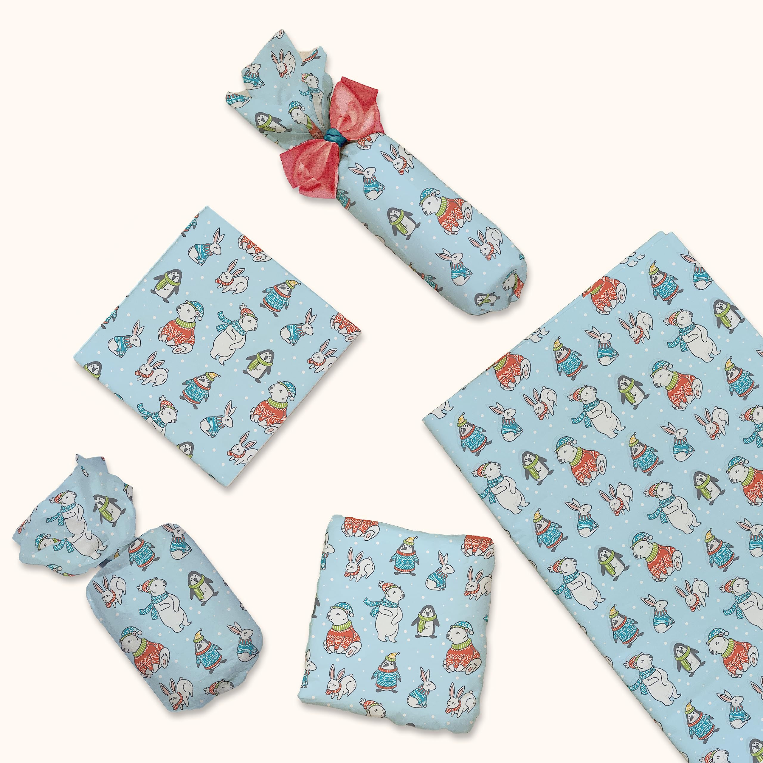 Winter Animals Printed Tissue Paper for Gift Bags or Boxes and Wrapping - Winter Holiday Bulk Decorative Art Tissue Paper for Packaging and Gifting | 24 Sheets 20" x 30"