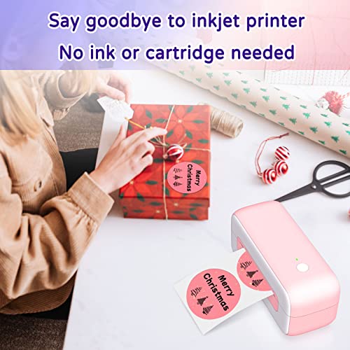 Phomemo Pink Label Printer, Thermal Label Printer for Shipping Packages, Shipping Label Printer with 4X6'' Direct Thermal Shipping Labels,500 Fan-Fold Labels