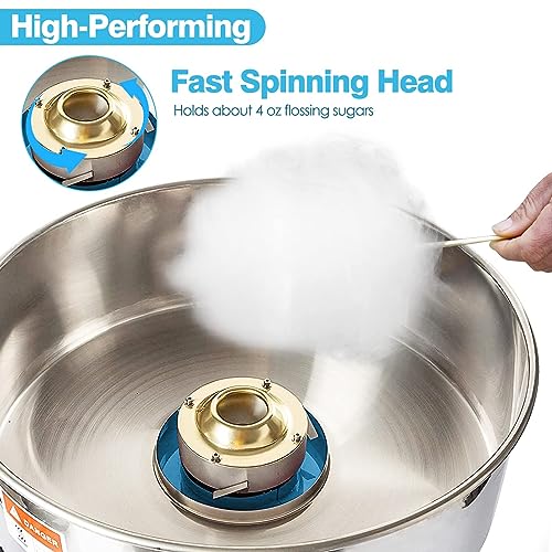 GOLADA 1080W Commercial Cotton Candy Machine Electric Cotton Candy Floss Maker - 110V for the Perfect Party Favor for Birthdays, School function, or Social Events. (Blue)