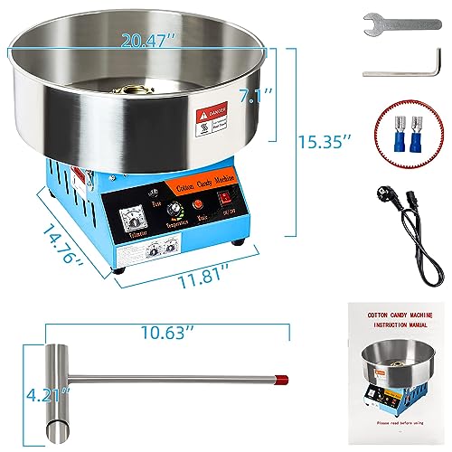 GOLADA 1080W Commercial Cotton Candy Machine Electric Cotton Candy Floss Maker - 110V for the Perfect Party Favor for Birthdays, School function, or Social Events. (Blue)