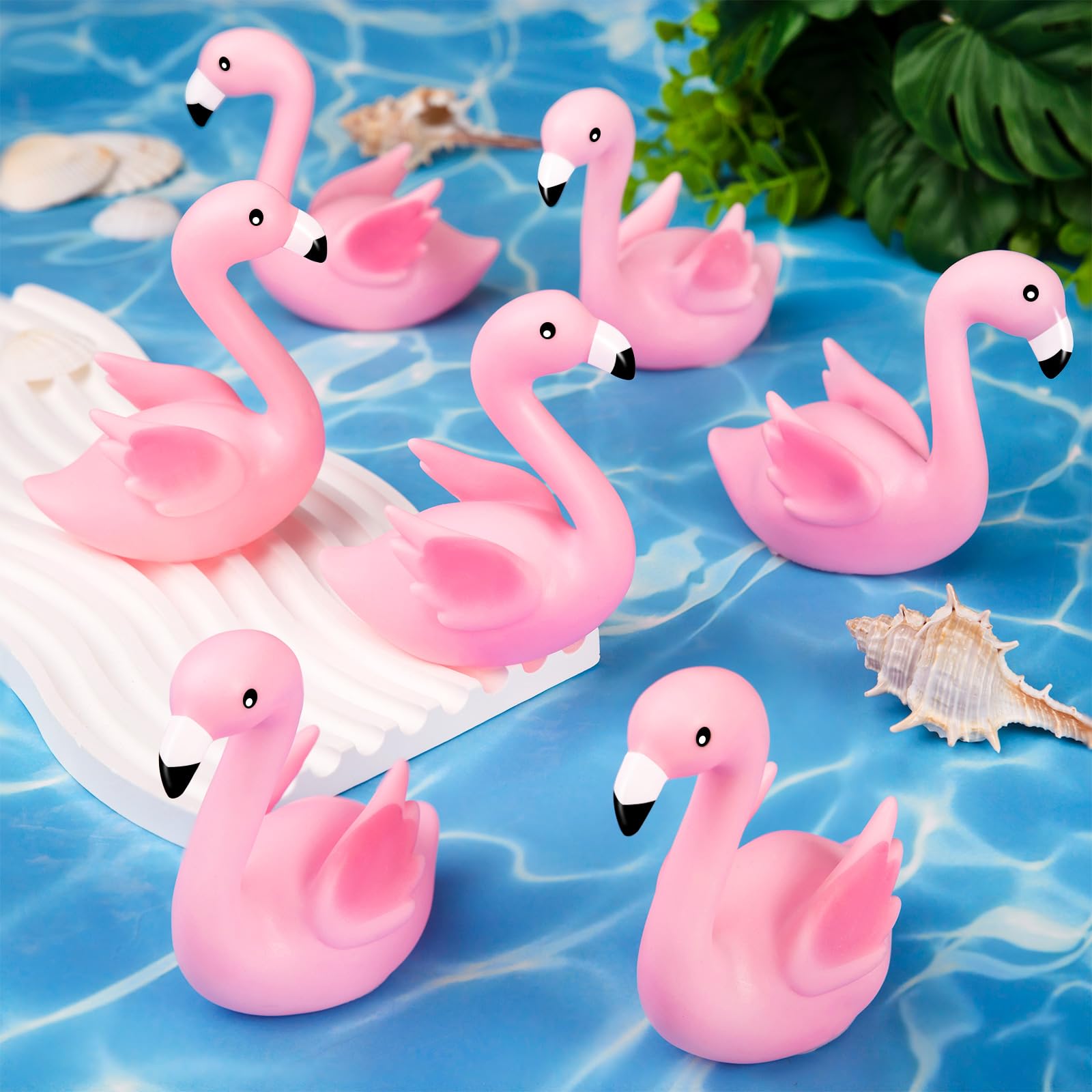 Pink Flamingo Rubber Duckies, 12PCS Bulk Flamingo Bath Toys for Kids Small Flamingo Rubber Duck Cake Decorations, Classroom Prizes