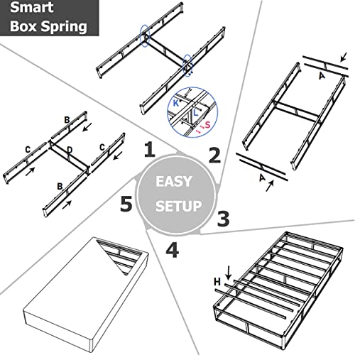 Aardhen 7 Inch Box Spring for Twin XL Bed,High Profile Strong Metal Frame Mattress Foundation, Quiet Noise-Free,Easy Assembly, 3000lbs Max Weight Capacity
