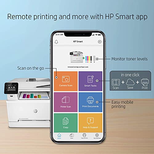 HP Color Laserjet Pro MFP M283cdw Wireless All-in-One Laser Printer, Auto Duplex Printing - Remote Mobile Print Scan Copy Fax - 50-Sheet ADF - 22ppm 600x600dpi 8.5x14, Ethernet, Cbmoun Printer_Cable