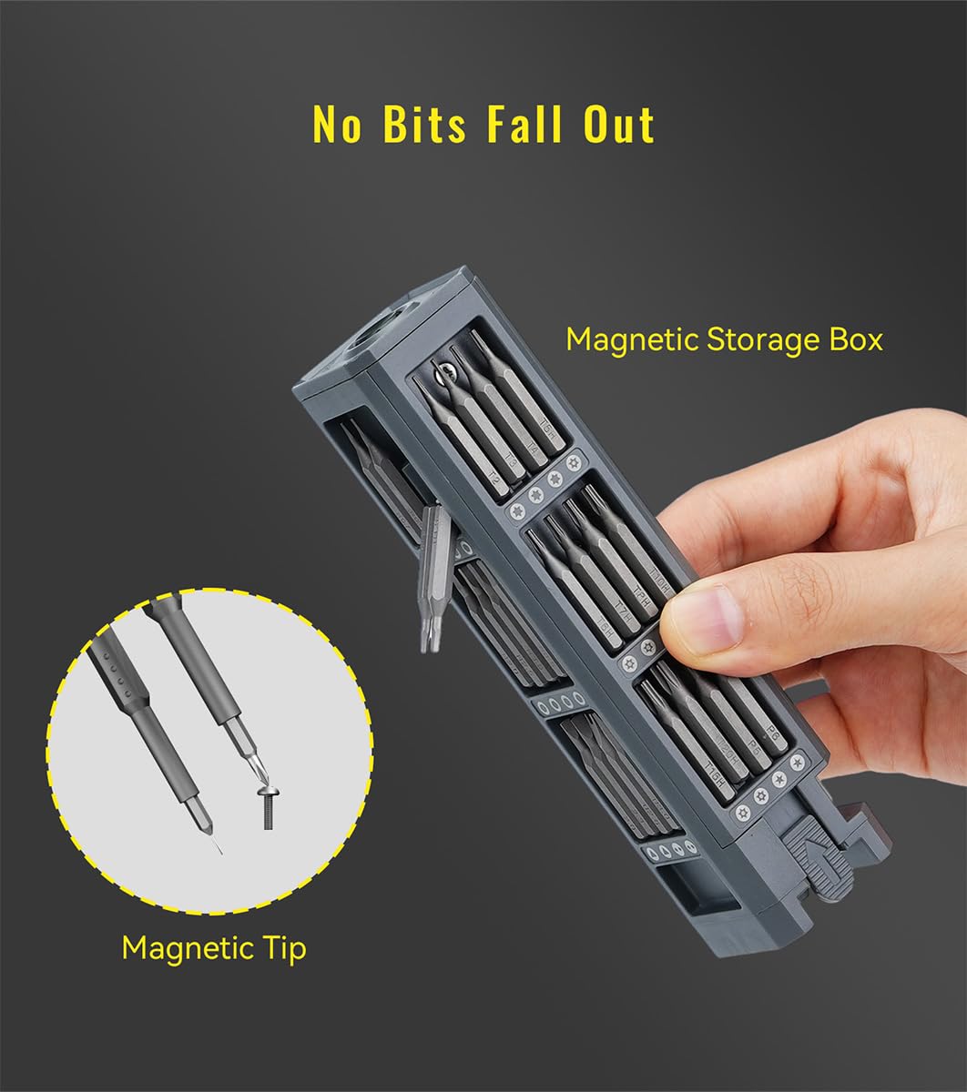 NECAMOCU Precision Screwdriver Set with Toughest S2 Bits, Durable 46 in 1 Mini Magnetic Repair Tool Kit for Electronics, Small Screwdriver Set for Computer, Phone, Laptop, Watch, Eyeglasses, Jewelry