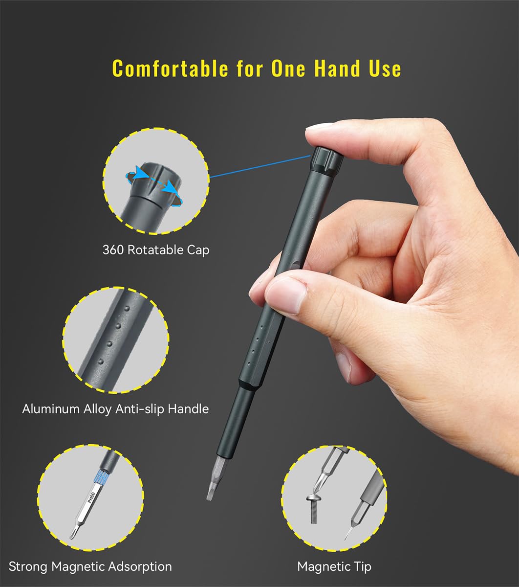NECAMOCU Precision Screwdriver Set with Toughest S2 Bits, Durable 46 in 1 Mini Magnetic Repair Tool Kit for Electronics, Small Screwdriver Set for Computer, Phone, Laptop, Watch, Eyeglasses, Jewelry