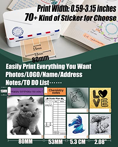 Memoking Thermal Mini Printer - 3" Photo Sticker Printer Machine with Tape 1Roll, M03AS Inkless Bluetooth Printer for Phone&Pad, HD 305DPI Mini Sticker Maker Machine Printer for Photo,Note,Memo Labels