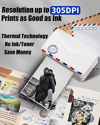 Memoking Thermal Mini Printer - 3" Photo Sticker Printer Machine with Tape 1Roll, M03AS Inkless Bluetooth Printer for Phone&Pad, HD 305DPI Mini Sticker Maker Machine Printer for Photo,Note,Memo Labels