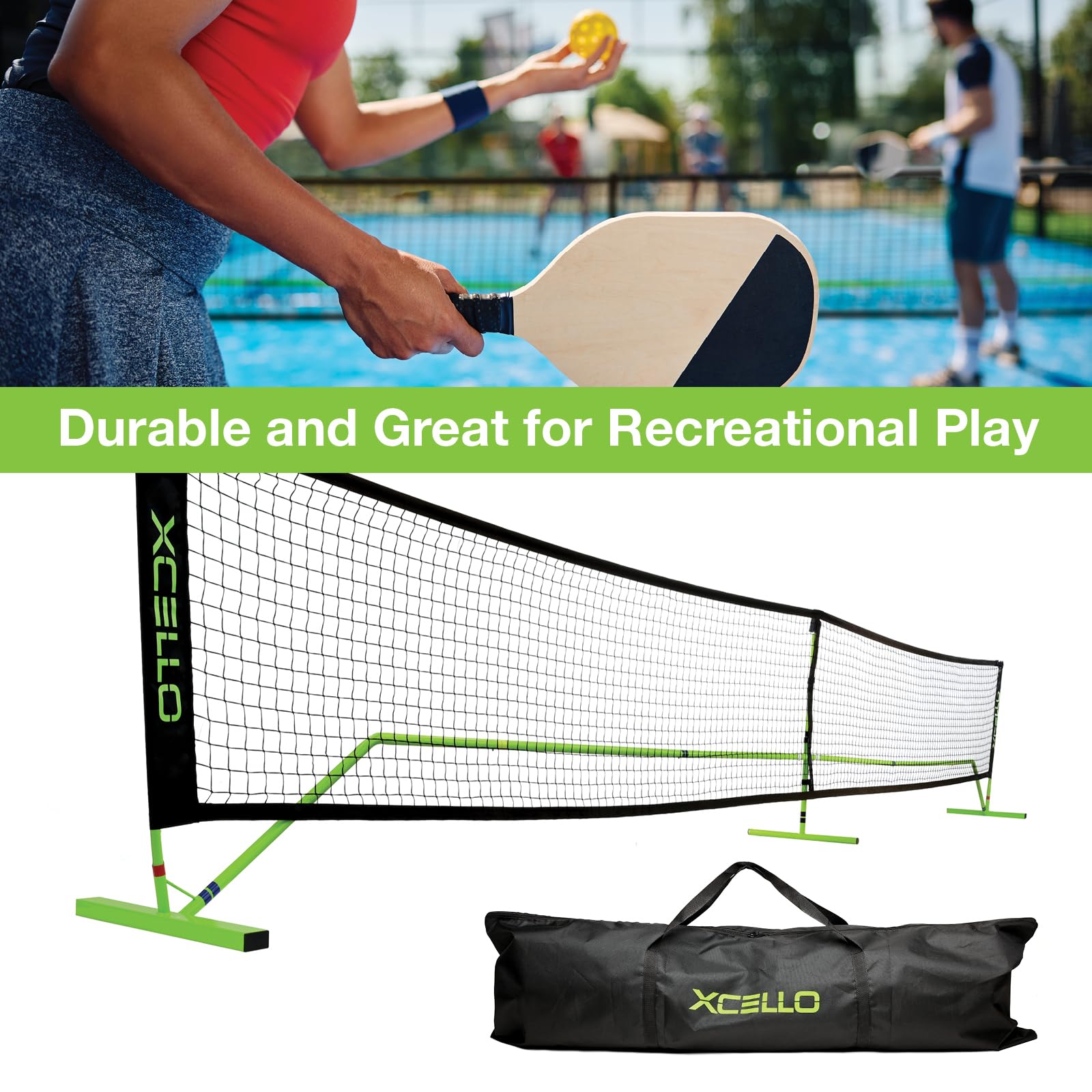 Xcello Sports Regulation Size Portable Pickleball Net System with Carry Bag