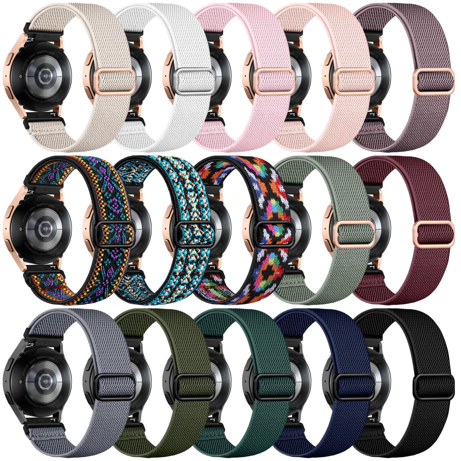 Ouwegaga Compatible with Samsung Galaxy Watch 7 6 5 4 Band 40mm 44mm/Watch FE/Watch 5 Pro Band 45mm/Watch 6 4 Classic 47mm 43mm 42mm 46mm/Watch 3 41mm/Active 2, 20mm Elastic Nylon Sport Band