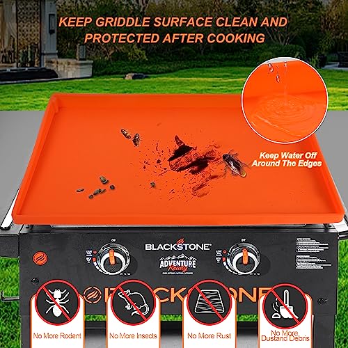 Silicone Griddle Grill Cover for Blackstone, Upgraded Full-edge 28" Heavy Duty Food Grade Mat, Protect Grade from Rodents Insects Debris and Rust, All Season Cooking Protective Cover (28 Inch)